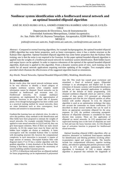 Pdf Nonlinear System Identification With A Feedforward Neural · Nonlinear System