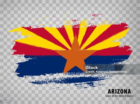브러시 스트로크에서 애리조나의 국기 미국 웹 사이트 디자인 앱 Ui에 대한 투명한 배경에 제목으로 애리조나 플래그를 지정합니다 스톡 벡터 벡터 그림입니다 Eps10