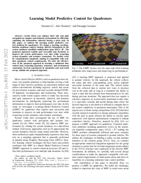 Pdf Learning Model Predictive Control For Quadrotors