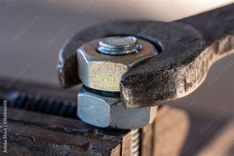 Loosening The Nut Using A Wrench And A Vise Using Old Spanner Wrench And Clamp To Remove Nut