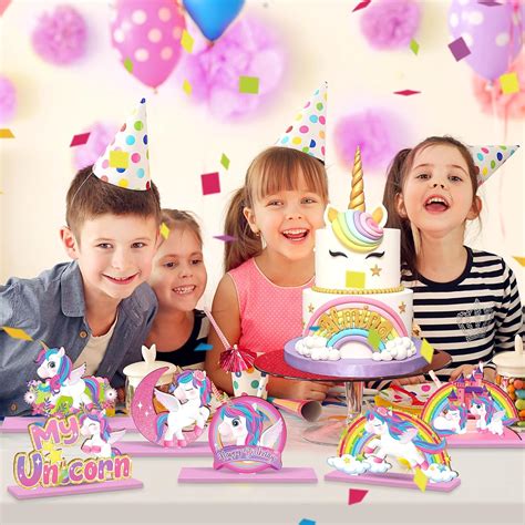 6 Piezas De Decoración De Mesa De Unicornio De Madera Para Niñas Y