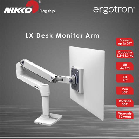 Ergotron Lx Desk Monitor Arm Desk Mount Lcd Arm Nikkotech