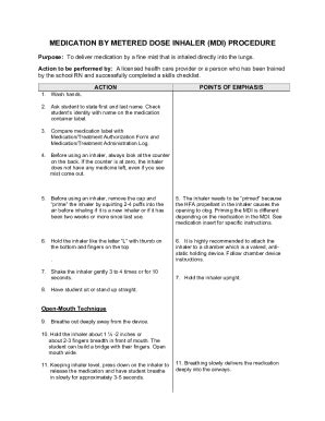 Fillable Online Medication By Metered Dose Inhaler Mdi Procedure 2023 Fax Email Print PdfFiller