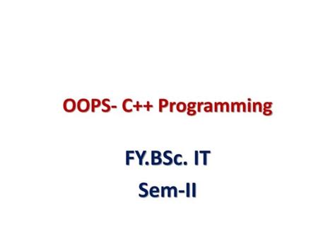 Object Oriented Programming Ppt