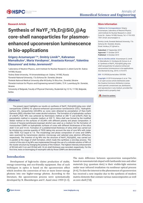 Pdf Synthesis Of Nayf4 Yb Er Sio2 Ag Core Shell Nanoparticles For Plasmon Enhanced
