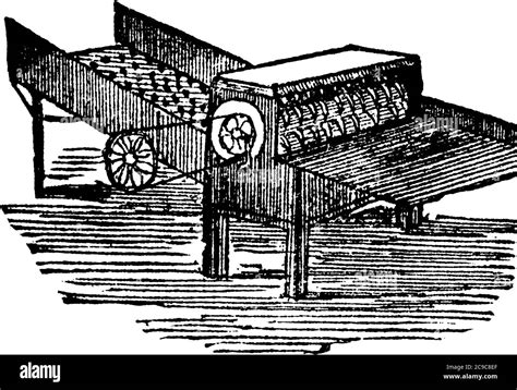 A Threshing Machine Or Thresher Is A Piece Of Farm Equipment That Threshes Grain Vintage Line