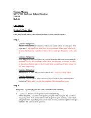 Week LabReport ThomasMonroe Docx Thomas Monroe NETW Professor Robert Meadows ILab