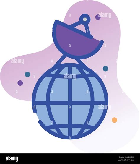 Antenna Over Global Sphere Line Fill Block Style Icon Design