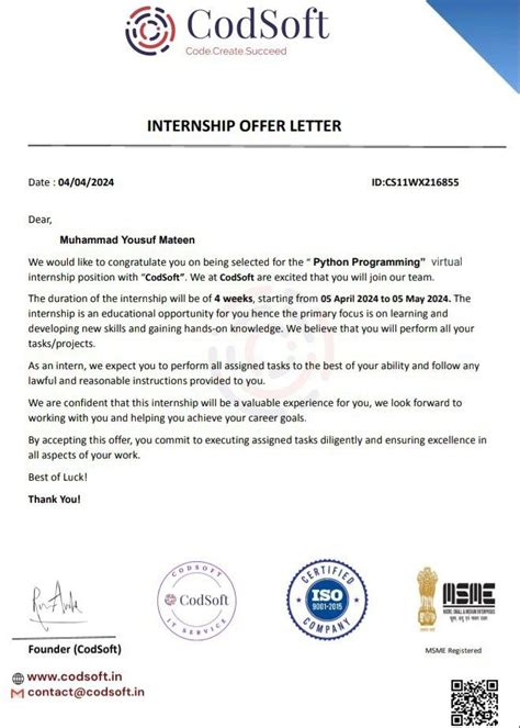 Muhammad Yousuf Mateen On Linkedin Codsoft Pythonprogramming Internship