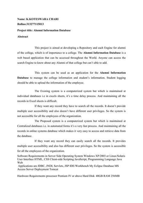 Alumni Information Database Abstract Pdf