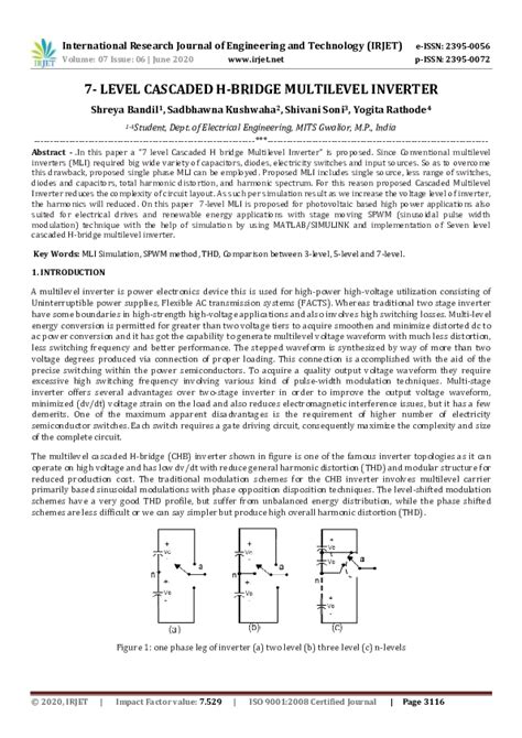 Pdf 7 Level Cascaded H Bridge Multilevel Inverter