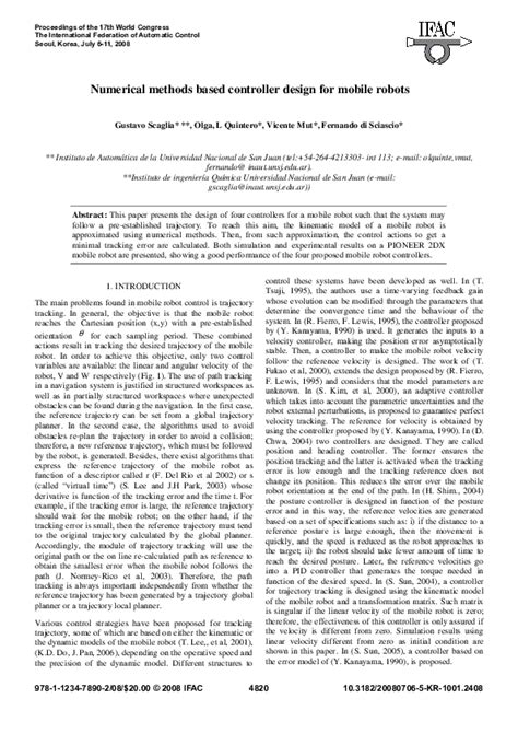 Pdf Numerical Methods Based Controller Design For Mobile Robots