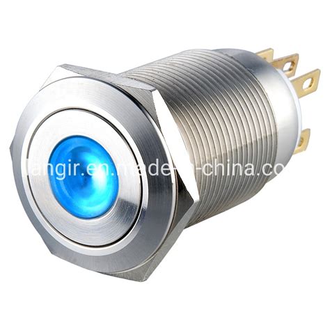 Latching Stainless Steel Push Button With DOT LED Lamp Push Button Switch And Anti Vandal Switch