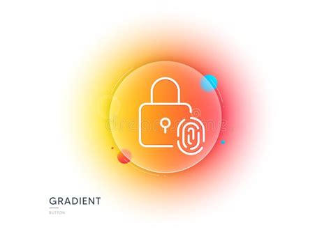 Fingerprint Lock Line Icon Finger Print Scan Sign Gradient Blur
