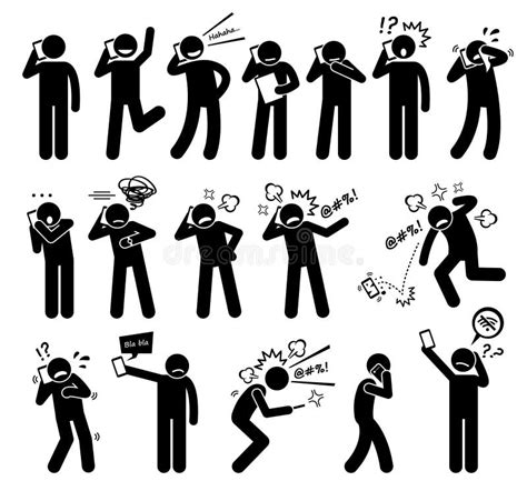 People Expressions Feelings Emotions While Talking On A Cellphone