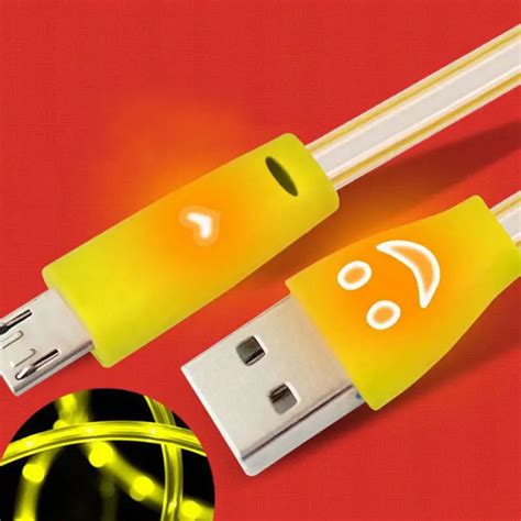 Micro Usb Luminous Cable LED Light Micro USB Extension Date Cable Wire Reversible Mini USB Cable