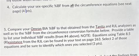 Calculate Your Sex Specific BF From All The Chegg Com
