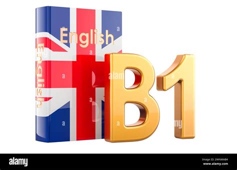 B1 English Level Concept B1 Intermediate 3d Rendering Isolated On White Background Stock