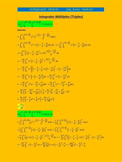 1 Integrales Triples Ejercicios Pdf