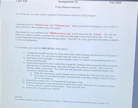 Fall CISP Assignment Finite Element Chegg Com
