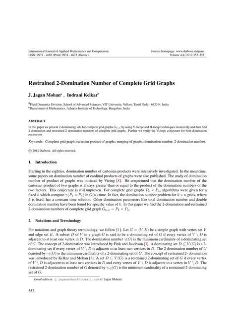 Pdf Restrained 2 Domination Number Of Complete Grid Graphs