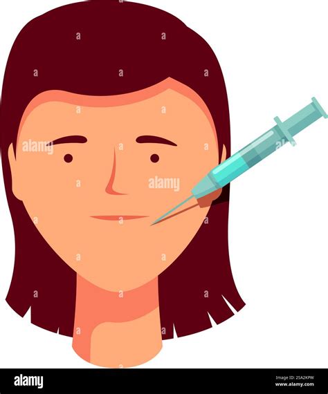 Face Female Injection Icon Cartoon Vector Treatment Drug Inject Botox