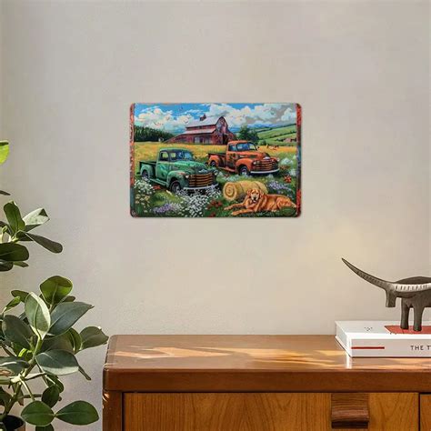 빈티지 농가 장식 금속 벽걸이 표지판 영어 벽걸이 다목적 사용 소박한 농장 풍경 방수 및 내후성 가정 침실 Temu