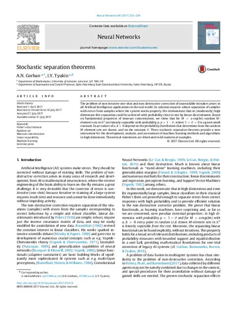 Pdf Stochastic Separation Theorems