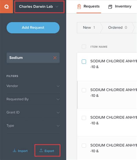 Export Selected Requests Quartzy Support