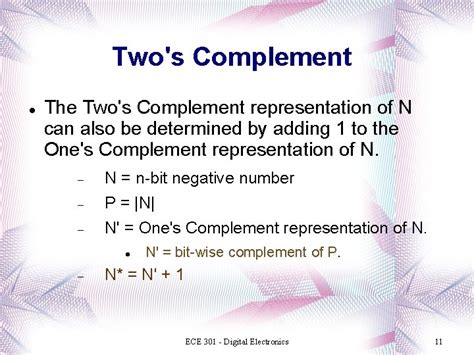 Lecture No Ones Complement The Ones Complement