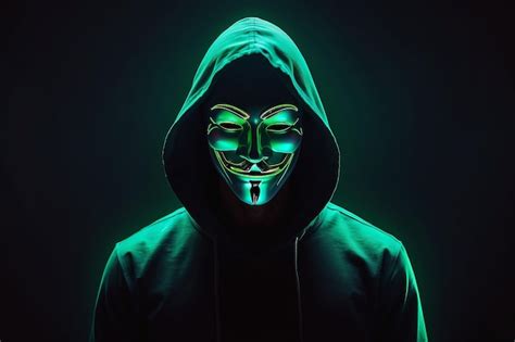 Premium AI Image Dark Web Hooded Hacker Cyber War Concept