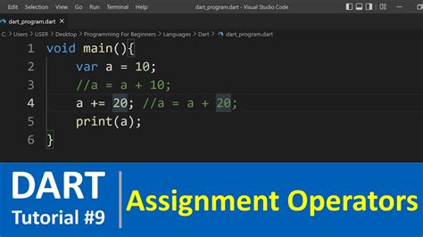 Dart Tutorial 9 Assignment Operators In Dart Programming Youtube