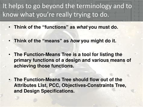 PPT Design Engineering Understanding Function Means Tree PowerPoint Presentation ID