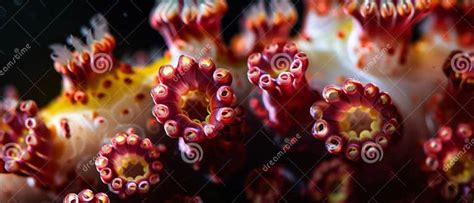 Close Up Of Red And White Coral Polyp In A Tropical Reef Stock Illustration Illustration Of