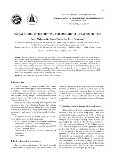 Pdf Neural Model Of Residential Building Air Infiltration Process