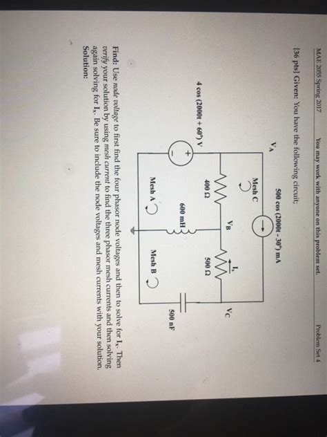 solved you have the following circuit use node voltage to