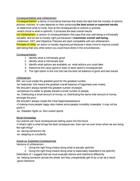 Consequentialism And Utilitarianism Consequentialism And Utilitarianism Consequentialism A