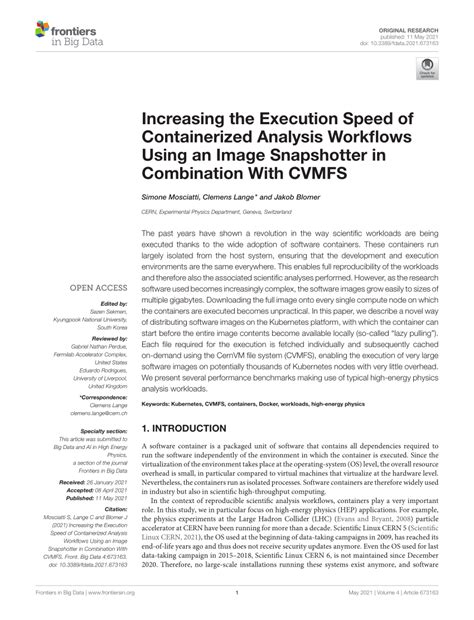 PDF Increasing The Execution Speed Of Containerized Analysis
