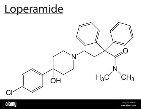 Loperamide Molecular Structure Vector Skeletal Formula Stock Vector