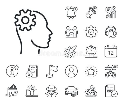 Engineering Line Icon Cogwheel Tool Sign Salaryman Gender Equality And Alert Bell Vector