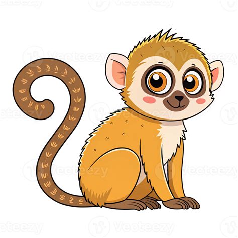 Cute Cartoon Monkey Character with Playful Expression on Transparent ...