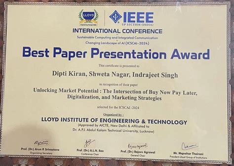 Dipti Kiran On Linkedin Icscai2024 Research Innovation Digitaltransformation Ieee