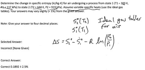 Solved Determine The Change In Specific Entropy KJ Kg K Chegg