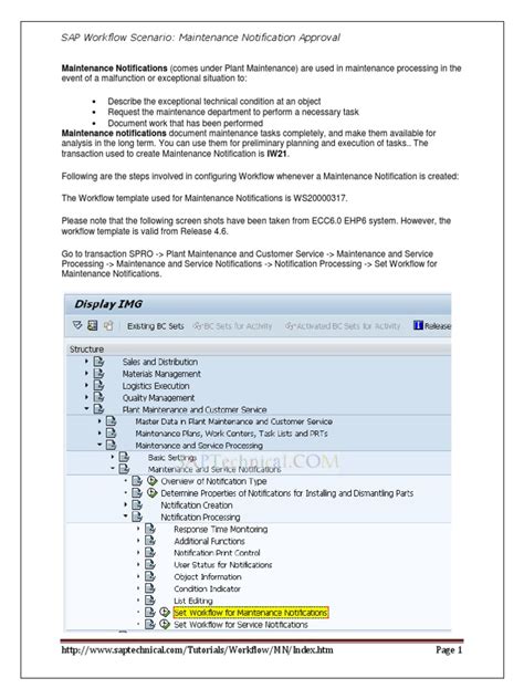 Sap Workflow Scenario Maintenance Notification Approval Pdf