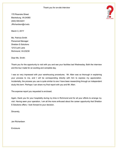 How To Write Thank You Letter Template After Interview