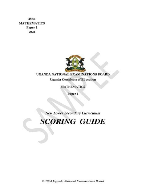 Math Guide Uneb Sample Pdf