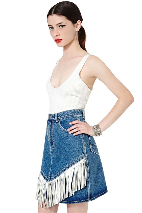 Nasty Gal Vintage Girl Gone Wild Skirt In Blue Lyst
