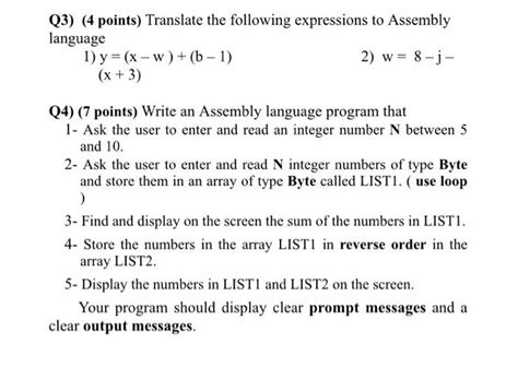 Solved Q3 4 Points Translate The Following Expressions To Chegg Com