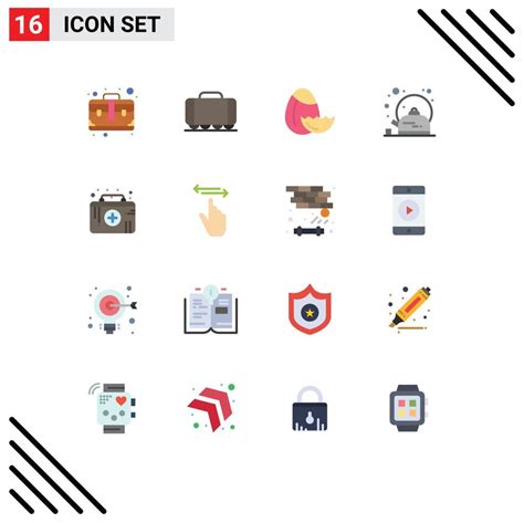 User Interface Pack Of 16 Basic Flat Colors Of Medical Emergency Healthcare Nature First Aid Kit