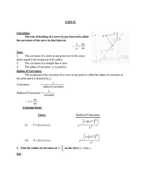 unit 4 differential calculus unit iv curvature the rate of bending of a curve in any interval